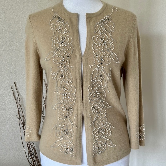 Ann Taylor | Sweaters | Ann Taylor Rabbit Hair Blend Beaded Cardigan ...